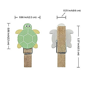 Mini Ocean Nautical Wooden Clothespins Sea Decorative Wood Peg Pin Craft Clips for Pictures Memo Card Photo with Jute Twine, 30 Counts by Shxstore