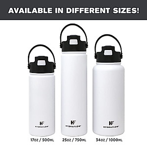 Hydraflow Hybrid - Triple Wall Vacuum Insulated Water Bottle with Flip Straw (25oz, Clay) Stainless Steel Metal Thermos, Reusable Leak Proof BPA-FREE for Sports and Travel
