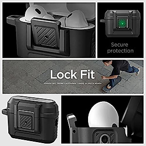 Spigen Lock Fit Designed for AirPods Pro 2nd Generation Case (USB-C/Lightening Cable) with Secure Lock Clip - Black