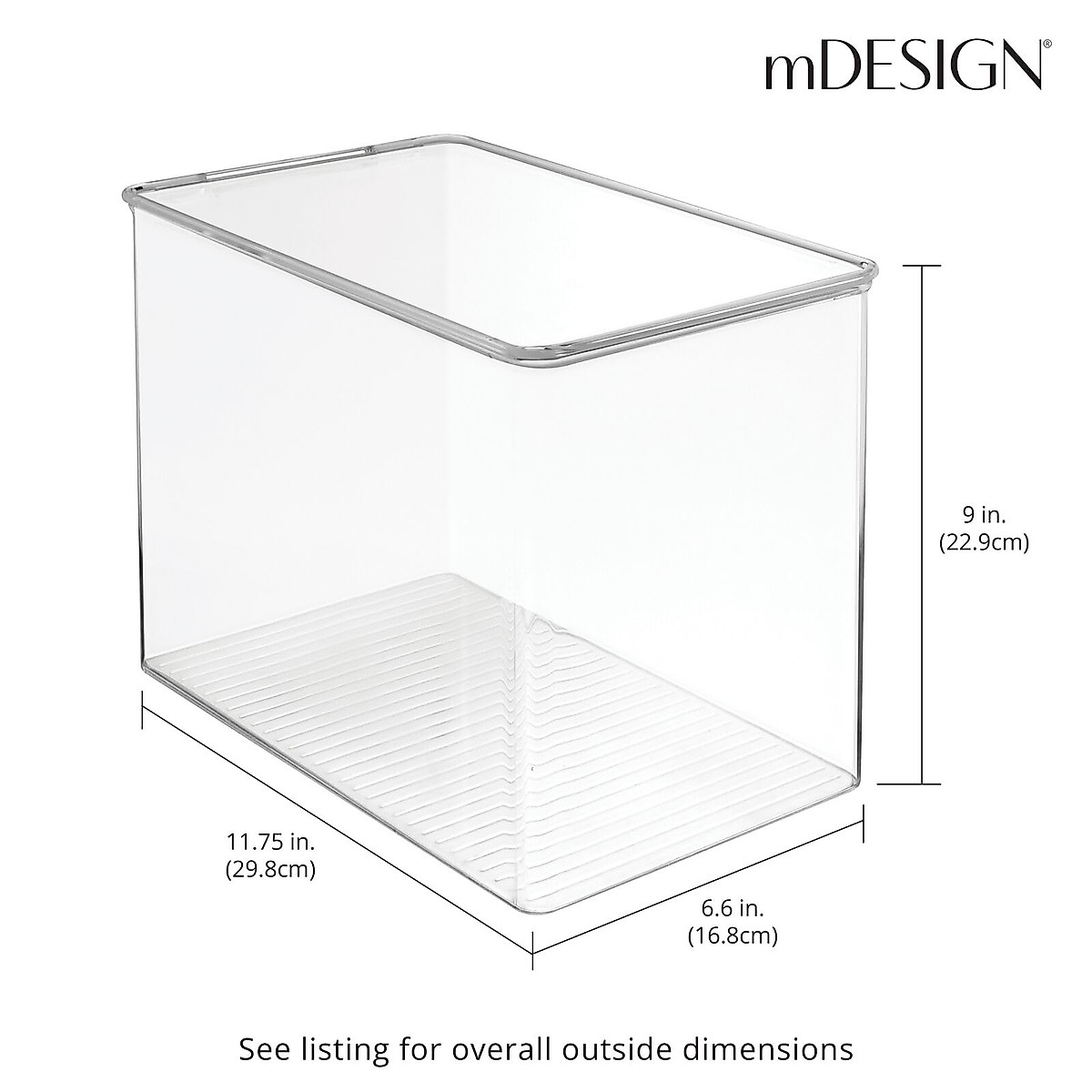 mDesign Stackable Plastic Closet Storage Container Shoebox with Hinge Lid - Individual Transparent Storage Organizer Containers for Shoes - Ligne Collection, Clear