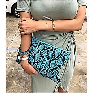Envelope Clutch Purse for Women Handbags Snakeskin Pattern Evening Clutch Bag for Daily Use Wedding Cocktail Party Travel (Light grey)