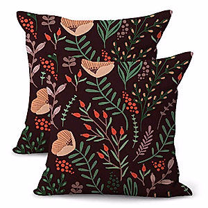 WholesaleSarong Set of 2 Garden Party Botanical Plants Floral Cushion Cover Cushion Cover Patio Chair Cushion Covers Decorative Pillow Covers