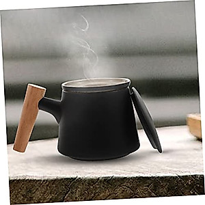 Luxshiny 1 Set Cup Tazas De Cafe Glass Pitcher with Lid China Tea Cup Stovetop Tea Kettle Glass Drinking Cups Drink Tumbler Ceramic Tea Cup with Lid Wooden Tea Bottle Concentrate