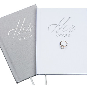 Wedding Vow Book Keepsakes (2 Book Set, His & Hers) Linen Hardcover - Bonus Wedding day Cards - Vow Renewal - Bridal Shower Gifts - Booklet - Journal - Future Mrs & Mr
