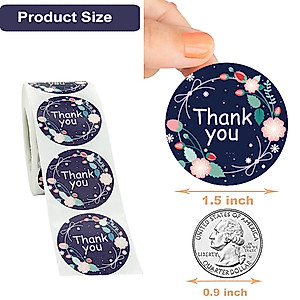 Hohamn Luminous Thank You Stickers Roll - 1.5 Inch 500PCS Glow in Dark Thank You Stickers for Bubble Mailers Packaging Wedding Baby Shower Birthday
