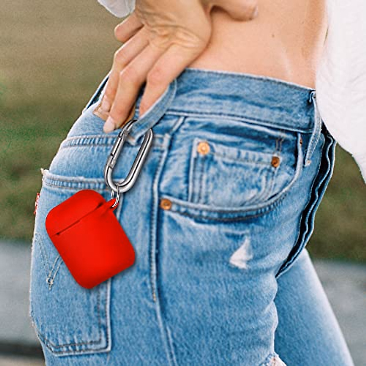 Hamile Compatible with AirPods Case Cover, Soft Silicone Protective Covers Skin (Front LED Visible) Designed for Airpod 2/ AirPod 1 Cases with Keychain Accessories, Women Girls Men Boys,Red