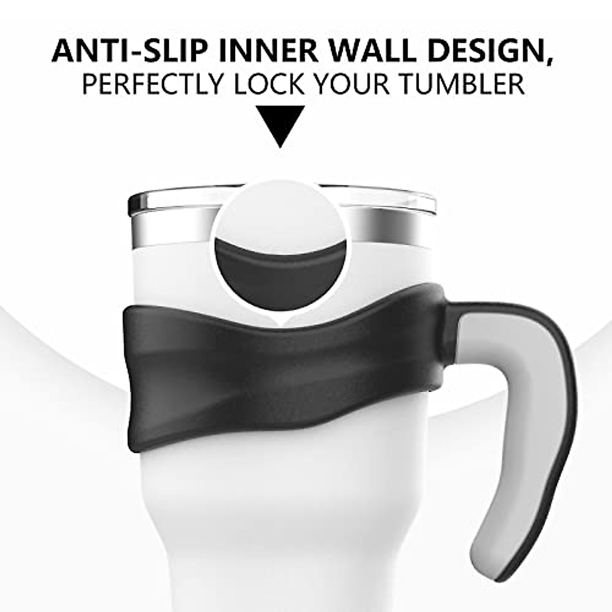 Tumbler Handle Fits for 30 OZ YETI Rambler,Rtic Mug-Previously Design,Sic,OZARK TRAIL & More Tumbler Travel Mug | BPA FREE（Handle Only） (Black)