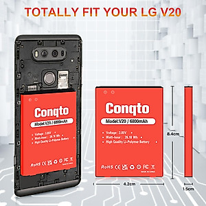 SHENMZ LG V20 Battery,6800mAh (More Than 2X Extra Battery Power) Replacement LG V20 Extended Battery BL-44E1F with Black TPU Case for LG H910 H918 VS995 LS997 Phone | LG V20 Battery Case