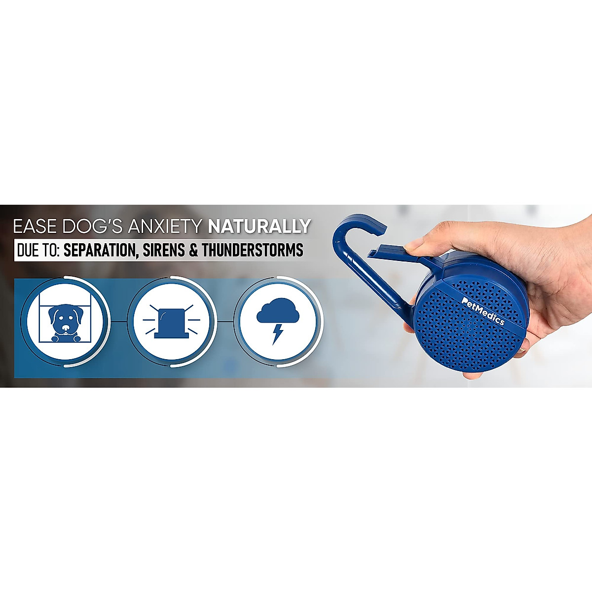 PetMedics Portable Calming Pet Soothing Sound Noise Machine - 2 Built-in Sounds - Dog & Cat Anxiety Relief for Separation, Loneliness, Storm, Fireworks, Travel Stress & Crate Training