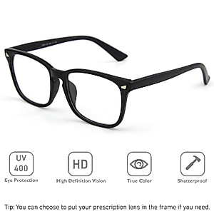 GQUEEN Fashion Glasses Non Prescription Fake Glasses for Women Men Clear Lens Square Matte Black, 201582