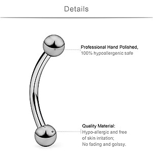 SCERRING 8PCS 16G G23 Titanium Curved Eyebrow Barbell Tragus Helix Ear Belly Lip Nipple Tongue Ring Body Piercing Jewelry 6mm 8mm 10mm 12mm