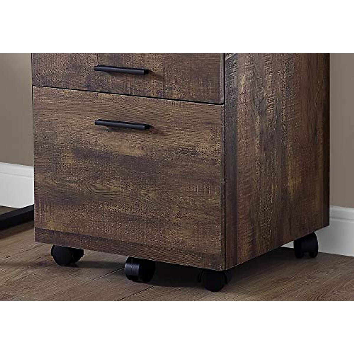 Monarch Specialties Computer Desk L-Shaped Corner Desk with Storage - Left or Right Facing - 60" L (Brown Reclaimed Wood Look) & I 7400 Filing Cabinet, 18.25" L x 17.75" W x 25.25" H, Brown