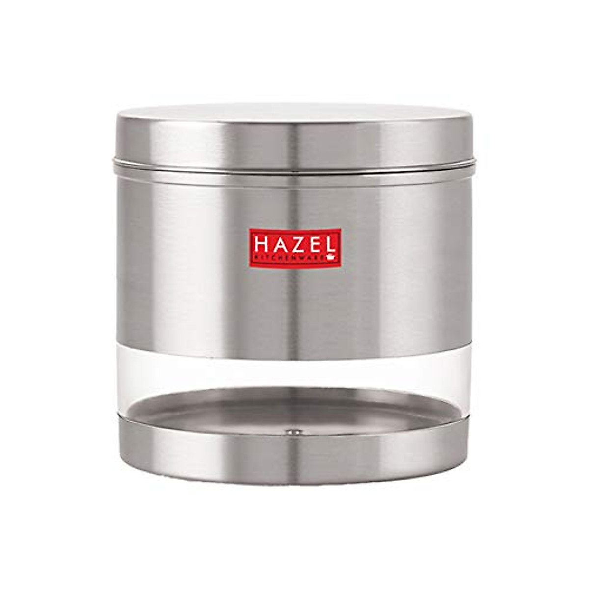 HAZEL Stainless Steel Containers Set For Kitchen Storage Transparent See Through Matt Finish Storage Jars Dabba, Set of 6, 2000 ML Each, Silver