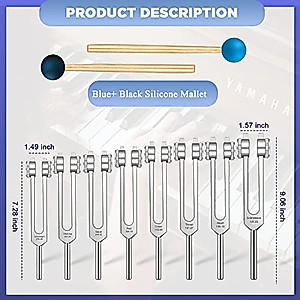 Lrowvenu Chakra Tuning Forks Set, 7 Chakra and 1 Soul Purpose Weighted Tuning Forks for Cosmic Octave, Aluminum Alloy, Sound Healing Instruments, Silver by Lrowvenu