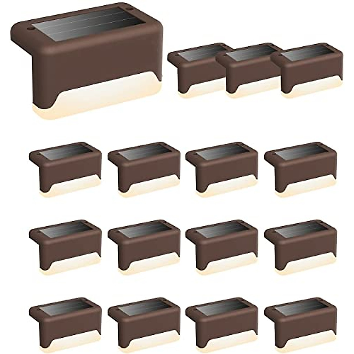 BLEAKTEIR 16Pack Solar Deck Lights LED Step Fence Lights Indoor/Outdoor Waterproof Stair Lights Motion Sensor Wireless Battery Operated Use for Wall, Patio, Garden, Yard and Driveway etc(Warm White)