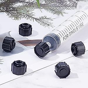 OLYCRAFT 50pcs Black Syringe Tip Caps 10mm Thick Luer Lock Tip Syringe Luer Lock Cap 12~12.5mm Diameter No Needle Tip Cap for Feeding Tubes Black Syringe Tip Cap