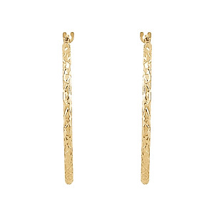 Welry Crystal-Cut Tube Hoop Earrings for Women, 10K Yellow Gold, Jewelry Gift Idea, 28mm