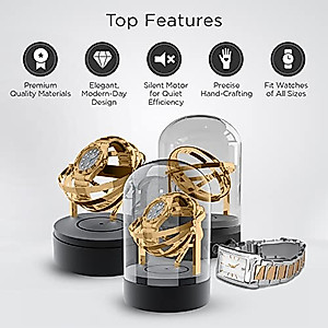 Aestoria Orbit Watch Winder - Single Watch Winders for Automatic Watches and Mechanical Watch Winder for Rolex Watch Winder Box Gyro Gyroscope Clear Transparent