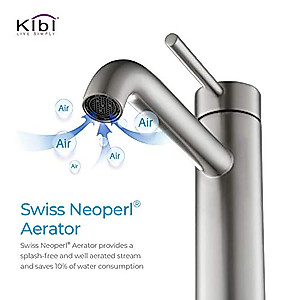 KIBI KBF1009 Solid Brass Single Handle Circular Faucet for Bathroom Sink | High Arc Faucet spout (Brushed Nickel)