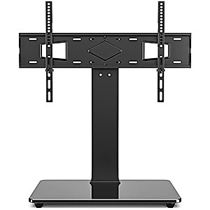 Rfiver Universal Swivel TV Stand Table Top TV Stand Base for 40 to 86 Inch Flat Screen TVs, Height Adjustable Mount, Center TV Stand Replacement with Tempered Glass Base