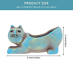 Yardwe Ceramic Succulents Pots Creative Cat Shaped Flower Plant Pot Glitter Animal Bonsai Plant Container Home Office Desk Gifts