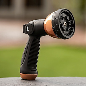 Pocket Hose Copper Bullet Spray Nozzle Infused with Copper, AS-SEEN-ON-TV, 10 Spray Patterns, Easy Thumb Control On/Off Valve, Lead-Free, Ergonomically Designed, Non-Slip Grip, High-Pressure