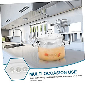 Cabilock Soup Pot French Onion Pans with Lids Korean Ramen Pot Melting Chocolate Pot Glass Pans for Cooking Glass Onion Kitchen Essentials Glass Instant Noodle Pot Double Ear Stew Pot Milk