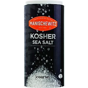 Manischewitz Premium Kosher Salt, Coarse Sea Salt, 16oz (1 Pound) Easy Pour Canister, Product of Italy, Pure Mediterranean Sea Salt. The Perfect Salt Grinder Refill!