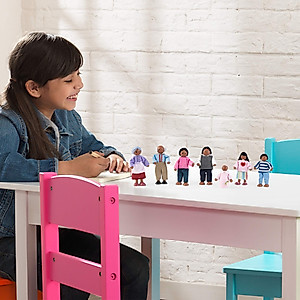KidKraft Wooden Poseable Doll Family of 7 - African American, Gift for Ages 3+