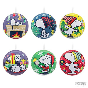 Hallmark Peanuts Tin Ball Christmas Ornaments, Set of 12