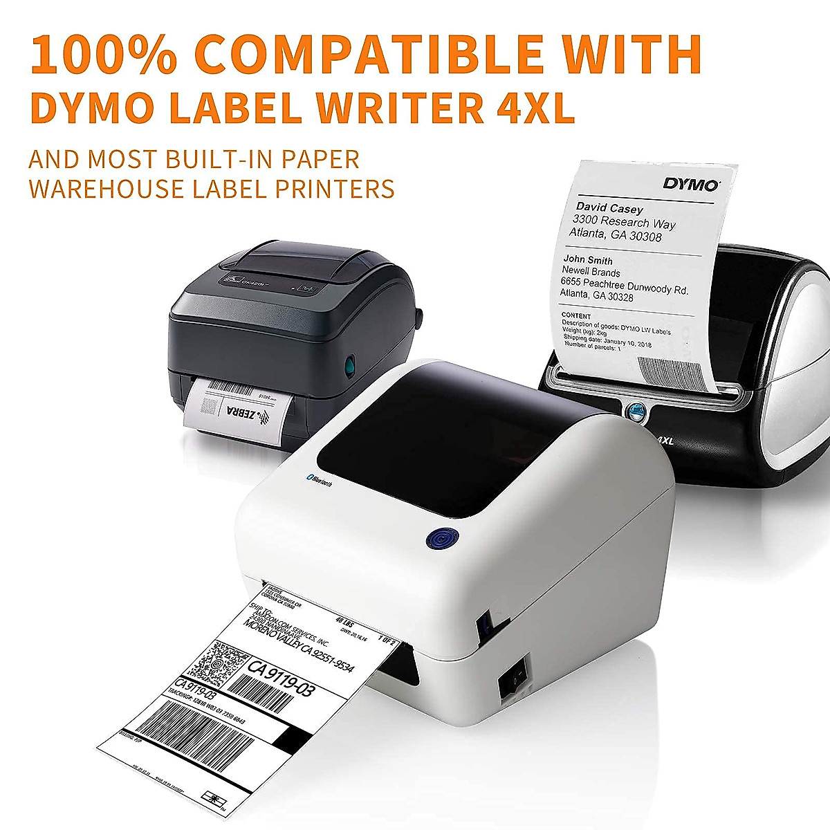 Bluetooth Thermal Shipping Label Printer - High Speed 4x6, Bluetooth Support PC and Mobile, USB for MAC, Bluetooth for PC and Phone, Compatible with Ebay, Amazon, Shopify, Etsy, USPS Barcode