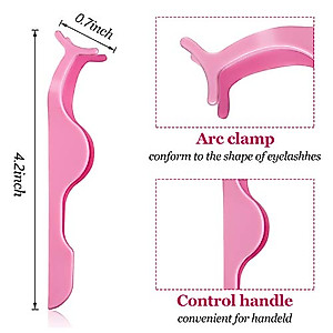 Mudder 60 Pcs Plastic Eyelashes Extension Tweezers False Eyelash Applicator Tool Eyelashes Clip Fish Tail Clip Tweezers for Lashes Application and Removal(Pink)