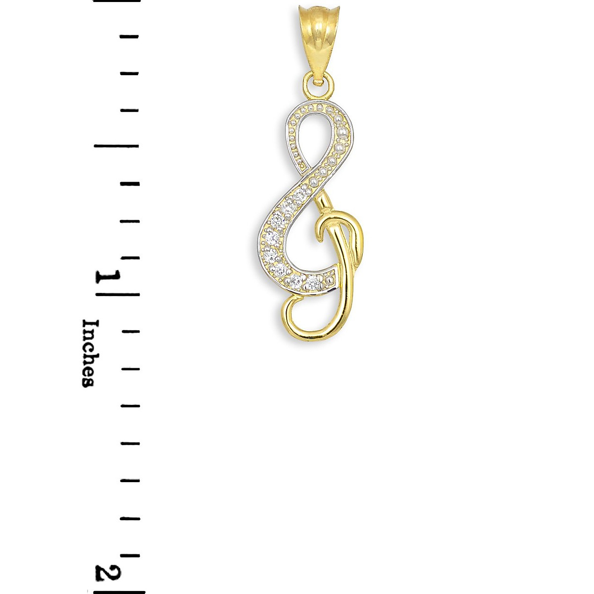 14k Gold Diamond Studded Treble Clef Charm Music Note Pendant (Yellow-gold)
