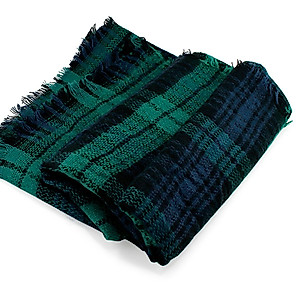 OCT17 Plaid Scarfs for Women Pashmina Tartan Wrap Large Warm Blanket Soft Shawl Checked Winter Fall Scarfs Scarves for Woman - Green