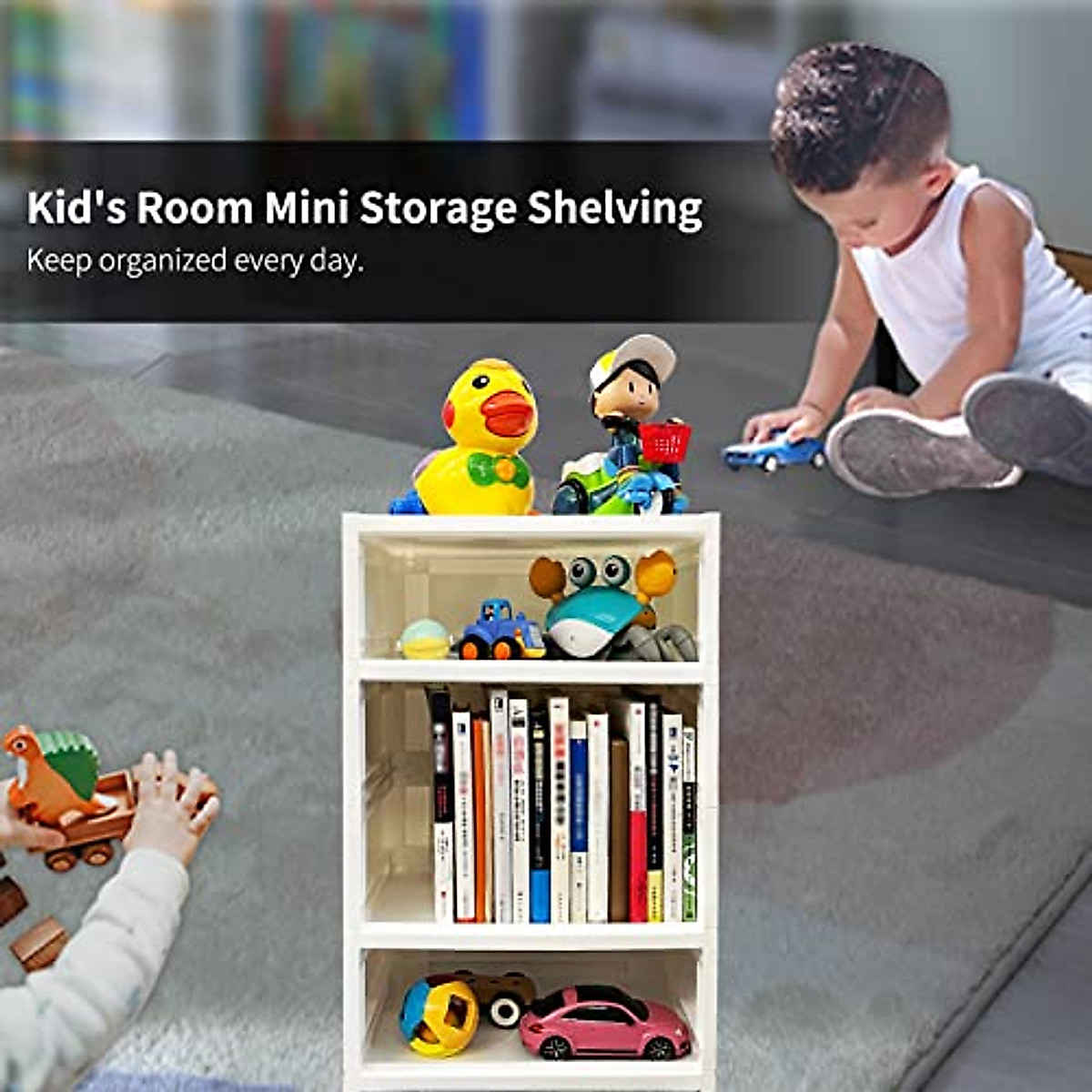 YekouMax Bookshelf, Bookcase with Adjustable Storage Shelves, Kids Bookshelf, Stackable DIY Height Corner Bookshelf, Plastic Cube Organizer for Desk, Office, Living Room, Study, Bedroom