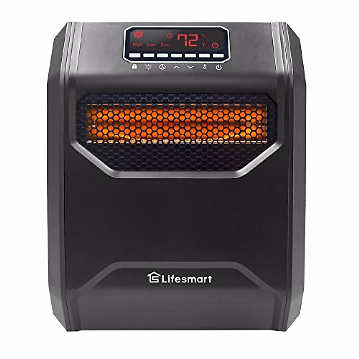 LifeSmart LifePro 1500 Watt High Power 3 Mode Programmable Space Heater with 6 Quartz Infrared Element, Remote, and Digital Display, Black