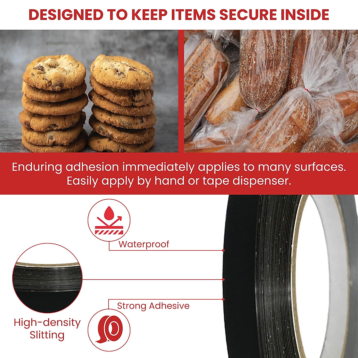 T.R.U. UPVC-24BS Red Poly Bag Sealing Tape: 3/8 in. x 180 yds. (Pack of 1)