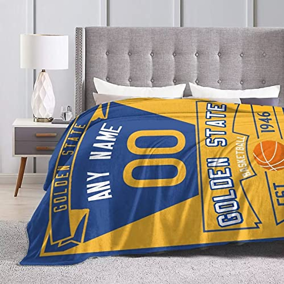Custom Basketball Throw Blankets Personalized Ultra-Soft Micro Fleece Blankets with Name Numbers for Fans Gifts