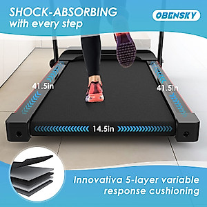 OBENSKY Electric Folding Treadmill with Incline, Exercise Walking Machince for Apartment Home/Office Jogging, Compact Foldable Treadmill,12 Preset Program