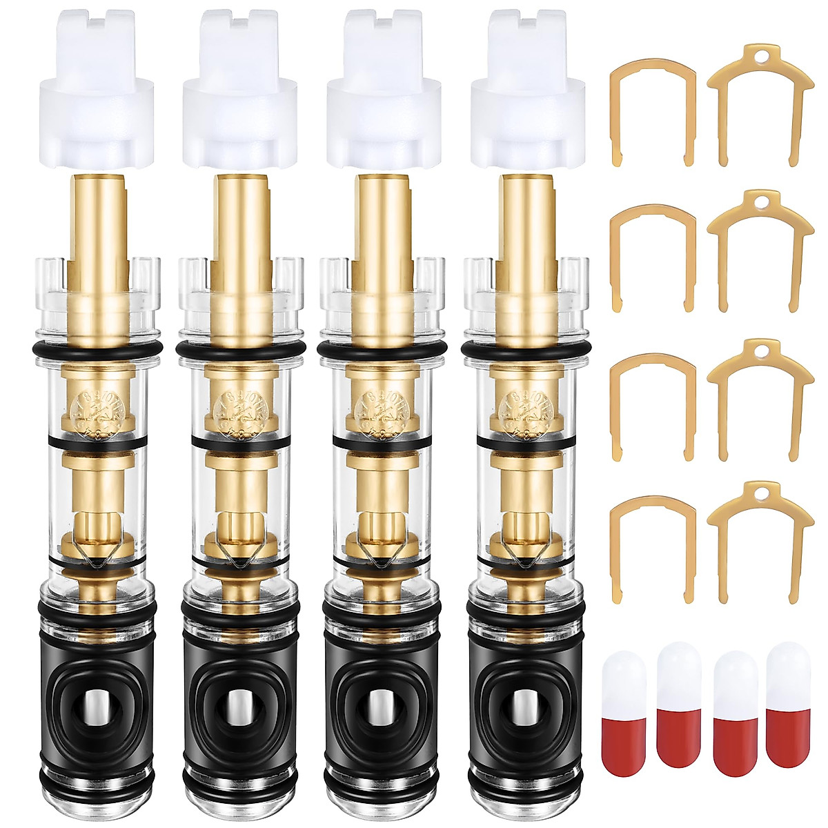 Fluronic 4 Pack 1225 Replacement Cartridge Compatible with Moen Single Handle Faucet/Showers, Dual Seal 1225/1225B Shower Cartridge Replacement Fits Bathroom Shower and Kitchen Sink Faucet Cartridge