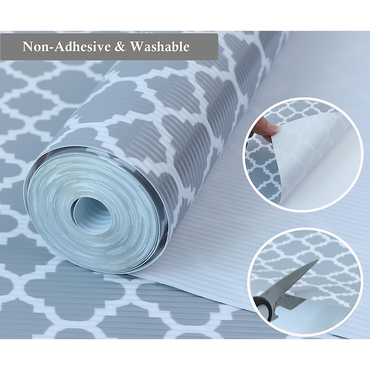 Shelf Liners for Kitchen Cabinets 15 Inch Wide X 20 Ft Non Adhesive Cabinet Drawer Liner Non Slip Waterproof Strong Grip Closet Pantry Shelf Liner Cupboard Fridge Mat for Bathroom Drawer