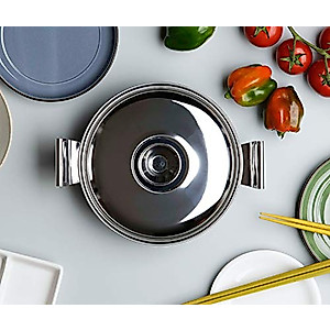 Shimomura 40444 Stainless Steel Pot, 7.1 inches (18 cm), Single Person Pot, Earthenpot, Double Handed Pot, Tabletop Pot, Shallow Type, Unbreakable, Chipless, Lightweight, Easy to Clean, Induction Compatible,