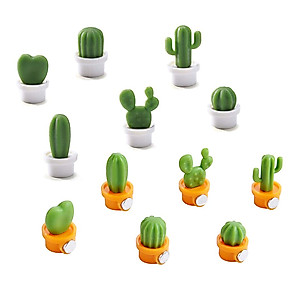 OYEFLY 12pcs Cute Succulent Plant Magnetic Refrigerator Magnets Cute Home Decor Refrigerator Stickers Creative Notice Message Magnetic Stickers Gift (White+Orange)