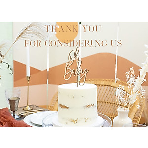 LS Designs Oh Baby Cake Topper Rustic Wood Baby Shower Cake Topper Large 5 1/4 inches x 7 3/4 inches Rustic Wood Baby Shower Girl Baby Shower Boy Cake Topper Gender Reveal Baby Shower