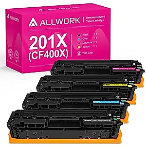 ALLWORK 201X Remanufactured Toner Cartridge Replacement for CF400X High Yied Use for Color Laser Pro M252n M252dw MFP M277dw MFP M277n MFP M277c6 MFP M274n Printers - Black Cyan Yellow Magenta