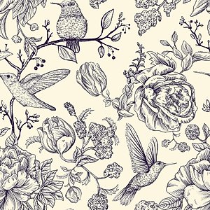CHIHUT Purple Birds Floral Wallpaper Peel and Stick Vintage Peony Floral Leaf Removable Wallpaper Waterproof Floral Contact Paper for Cabinets Shelf Lines Self Adhesive Birds Wallpaper 17.7”x100”