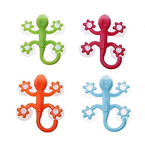 SANGHAI 1 Pcs Bathroom Hanger Gecko Powerful Plastic Four Suction Cups Hook Wall Hanger Decoration Bathroom Random