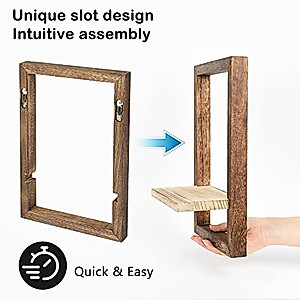 idee-home Wall Shelves Floating Shelves for Wall Set of 4, Hanging Shelves for Wall Storage, Square Wall Shelf Decor, Wall Mounted Shelves for Bathroom, Living Room Brown