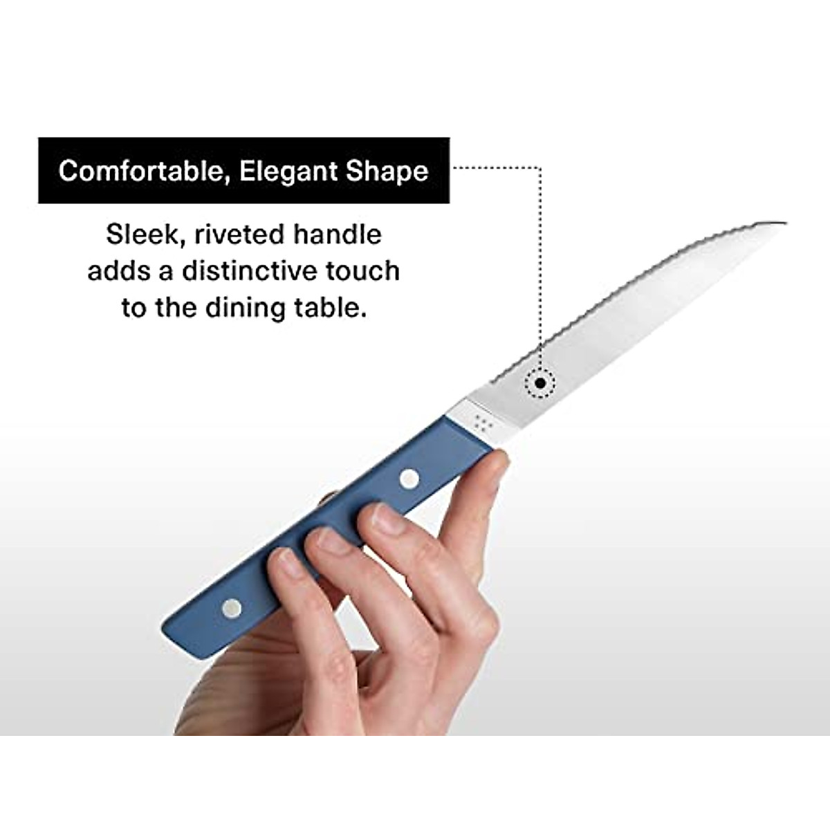 Misen Steak Knives Set of 4 - Precision Serrated Blades for Effortless Dining - Stainless Steel - Superior Cuts with Four Steak Knives Handles for Stylish Elegance - Blue