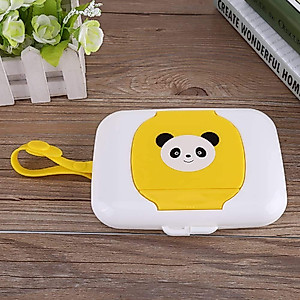 Wet Wipes Storage Box, Baby Wipe Holder Portable Wipes Dispenser Baby Wipes Travel Container for Bathroom Outdoor Use (White&Yellow)